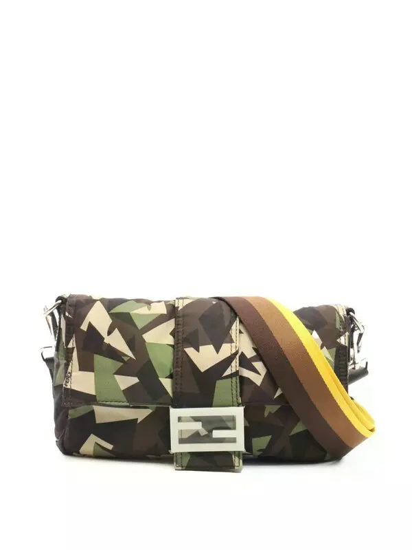 Fendi 2010-2026 Nylon Camouflage Convertible Baguette Satchel - Green