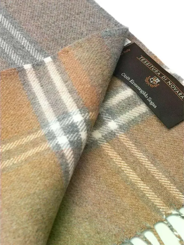 Zegna Plaid Fringed Scarf