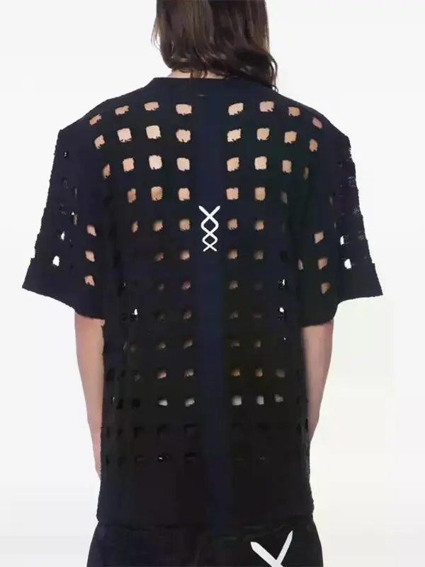 NICOLÒ BERETTA Cut-out Grid-pattern T-shirt