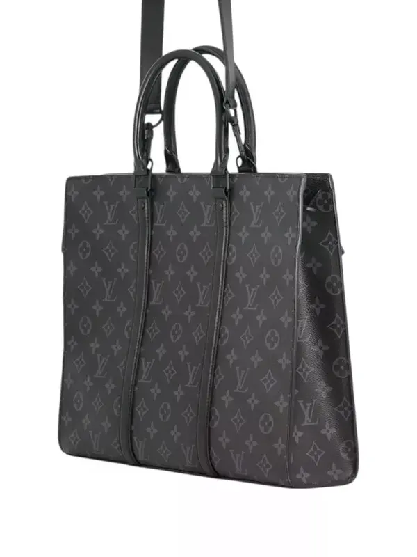 LOUIS VUITTON 2021-2026 Monogram Eclipse Sac Plat Horizontal Zipper Satchel