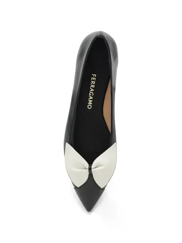 FERRAGAMO Bow-detail Pointed-toe Ballet Flats