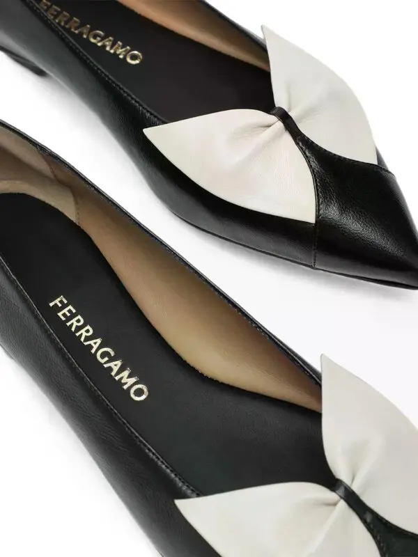 FERRAGAMO Bow-detail Pointed-toe Ballet Flats