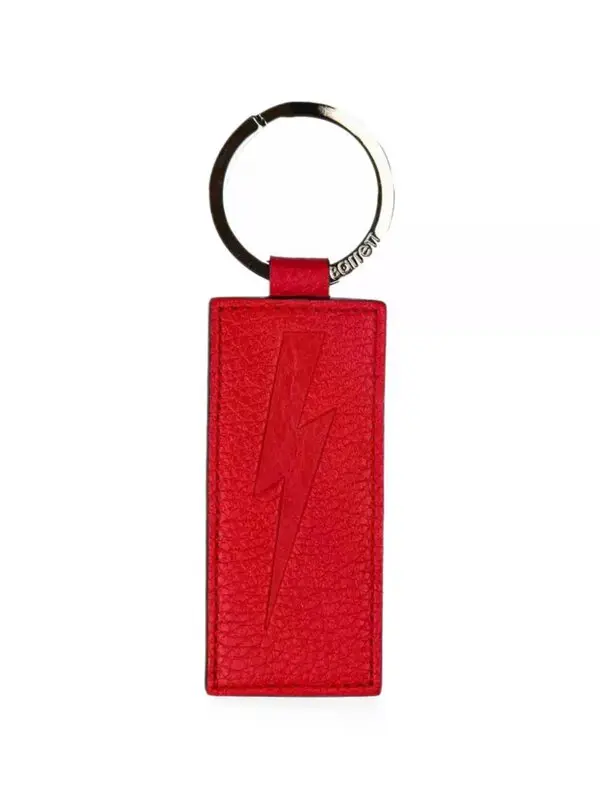 Neil Barrett Embossed Lightning Bolt Keychain - Red