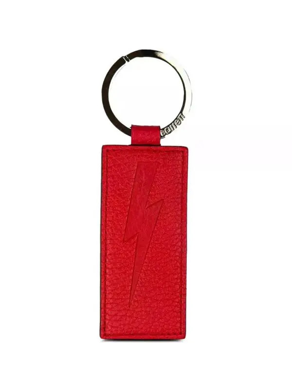 Neil Barrett Embossed Lightning Bolt Keychain - Red