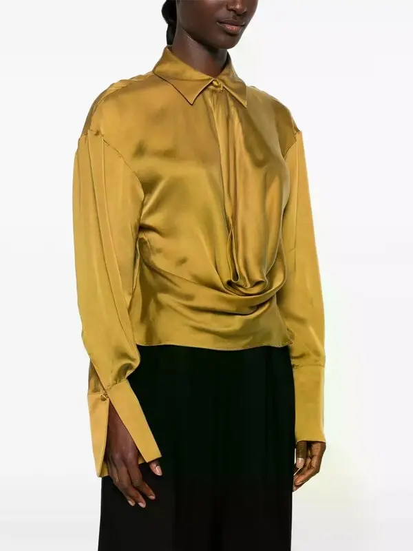 Andamane Draped Long-sleeve Shirt - Yellow