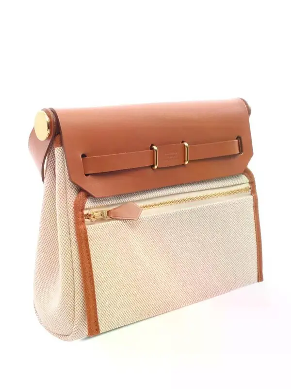 Hermès 2025 Military Toile And Vache Hunter Herbag Zip 20 Crossbody Bag - Neutrals