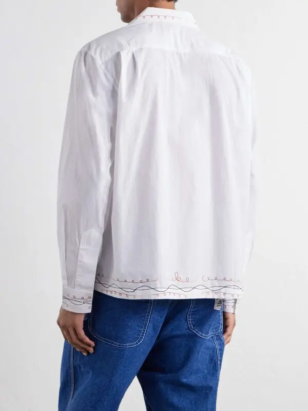 BODE Camp-collar Embroidered Cotton-poplin Shirt