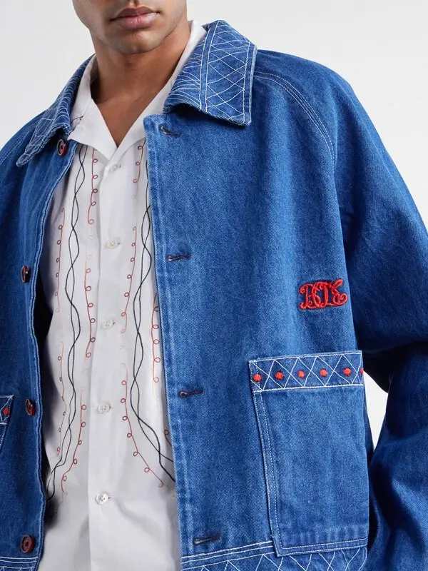 BODE Camp-collar Embroidered Cotton-poplin Shirt - White