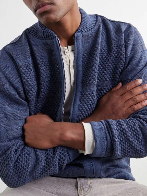 S.N.S. HERNING Fisherman Wool Zip-up Sweater