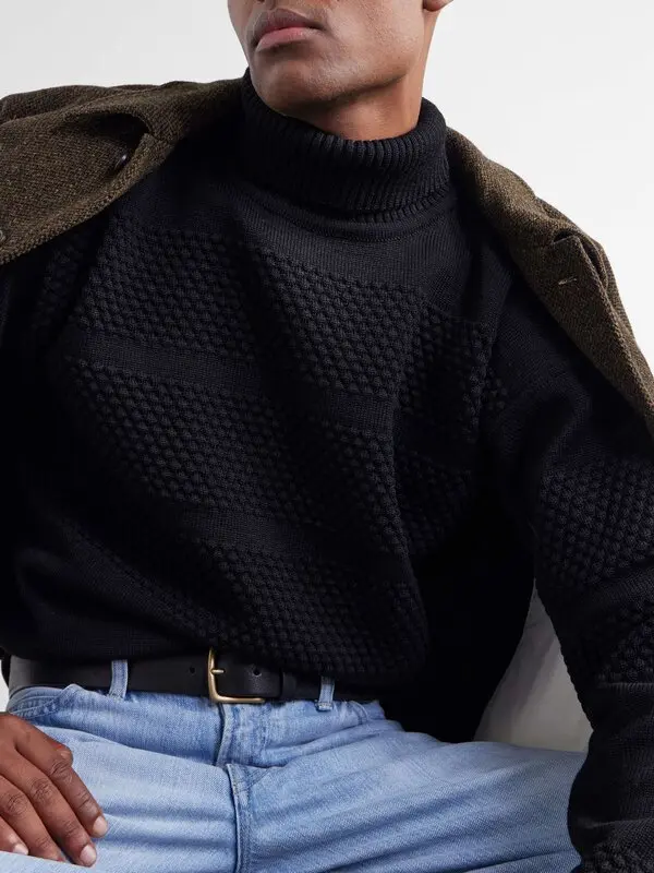 S.N.S. HERNING Textured Virgin Wool Rollneck Sweater