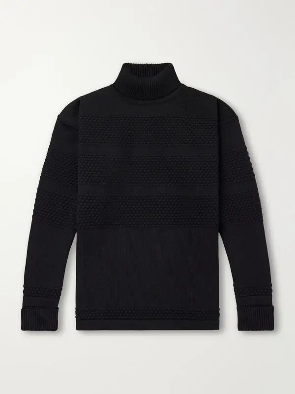 S.N.S. HERNING Textured Virgin Wool Rollneck Sweater - Black