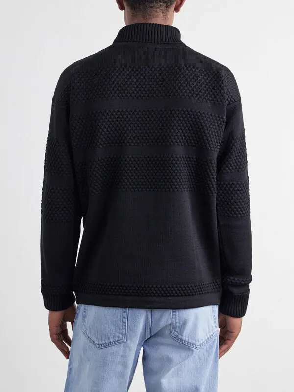 S.N.S. HERNING Textured Virgin Wool Rollneck Sweater - Black
