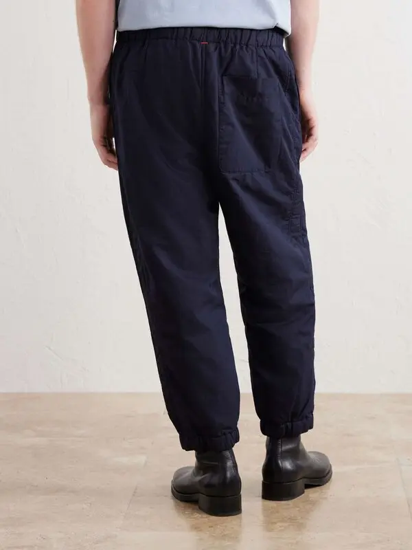 CASEY CASEY Snow Tapered Cotton And Linen-blend Trousers - Navy