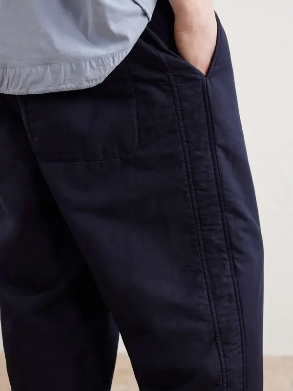 CASEY CASEY Snow Tapered Cotton And Linen-blend Trousers - Navy