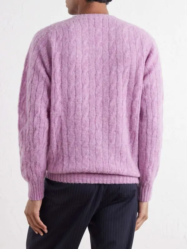 DRAKE'S Cable-knit Brushed Wool Sweater