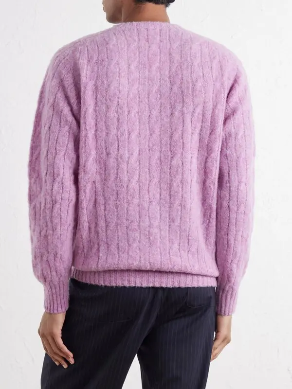 DRAKE'S Cable-knit Brushed Wool Sweater