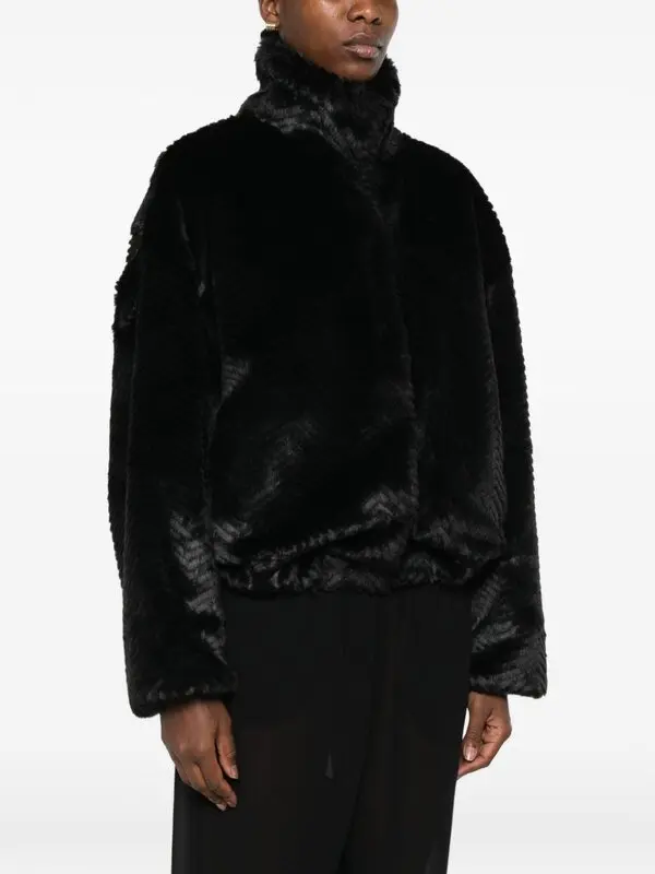 FORTE_FORTE Faux Fur Bomber Jacket