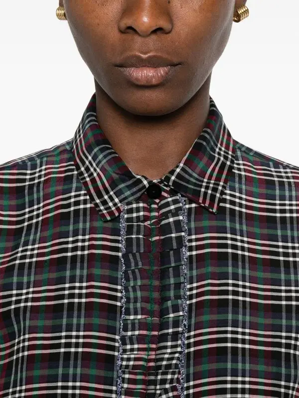FORTE_FORTE Cotton Blend Tartan Shirt - Blue