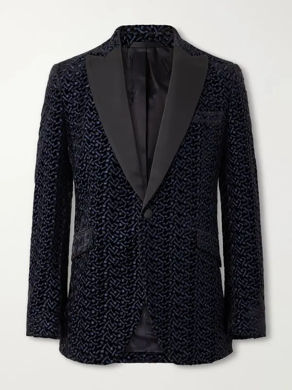 FAVOURBROOK Nene Grosgrain-trimmed Embroidered Velvet Tuxedo Jacket
