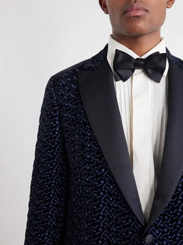 FAVOURBROOK Nene Grosgrain-trimmed Embroidered Velvet Tuxedo Jacket