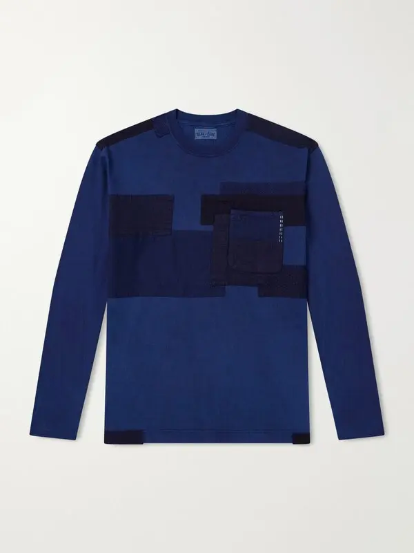 Blue Blue Japan Nenrin Patchwork Cotton-jersey T-shirt