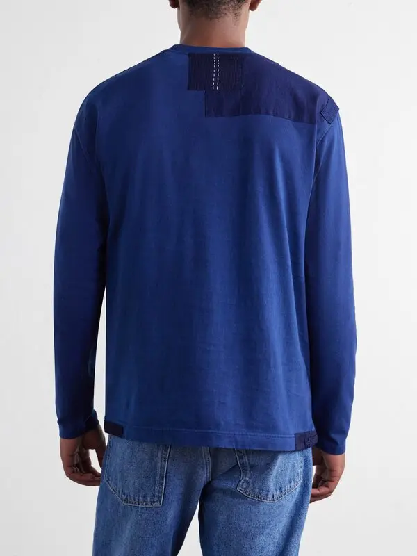 Blue Blue Japan Nenrin Patchwork Cotton-jersey T-shirt