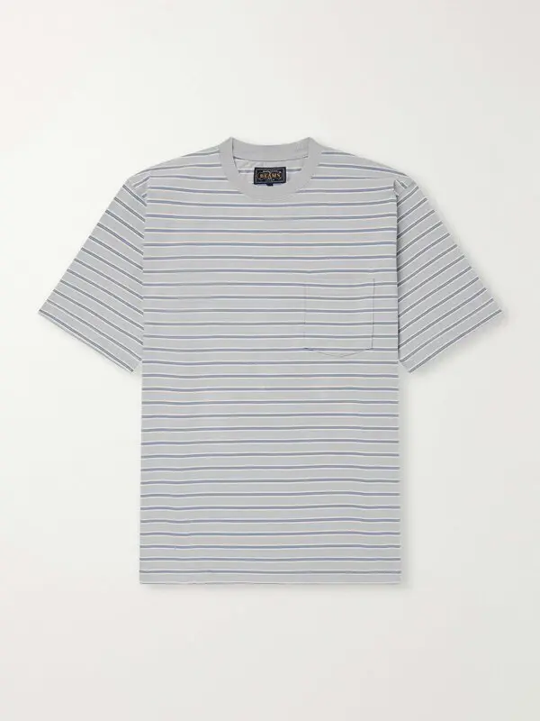 BEAMS Striped Cotton-jersey T-shirt