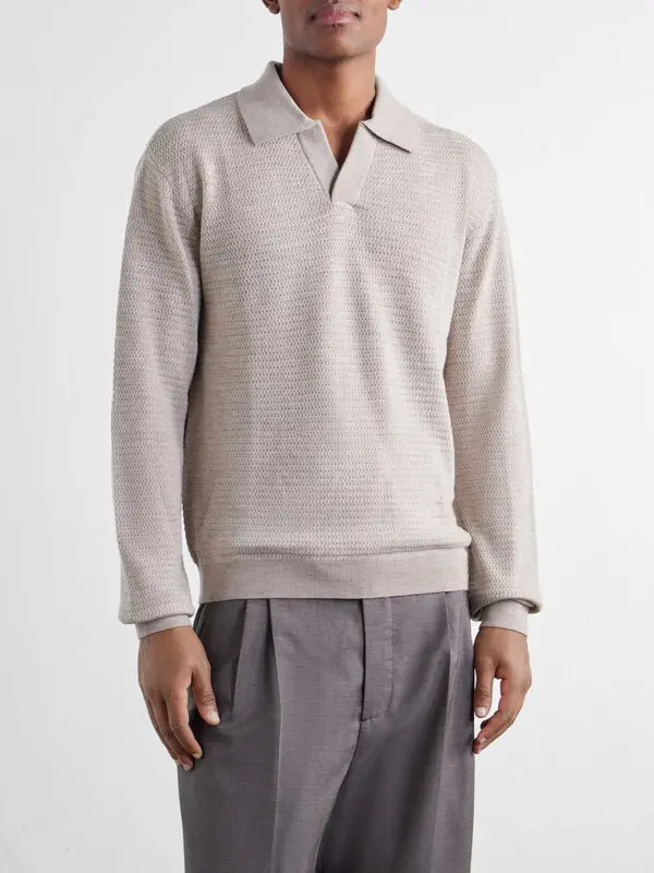 Frescobol Carioca Orlando Merino Wool Polo Shirt - Neutrals