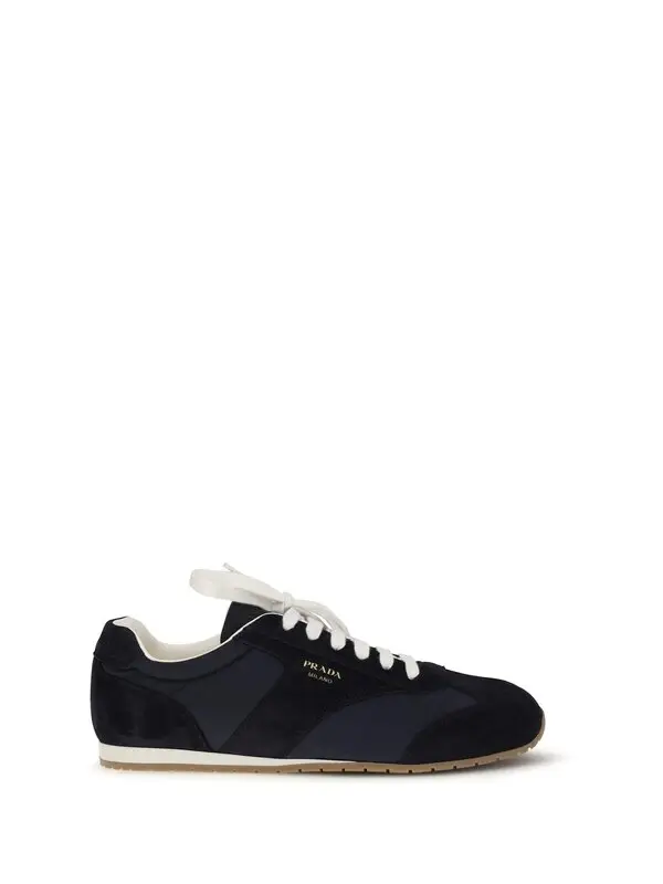 Prada Suede And Fabric Sneakers - Blue