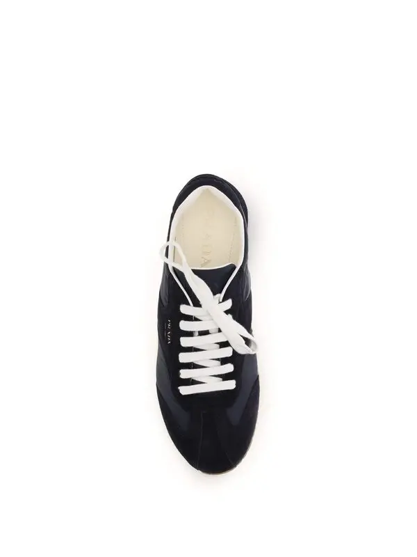 Prada Suede And Fabric Sneakers - Blue