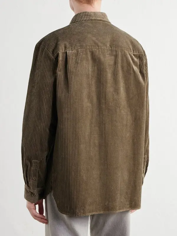 A.p.c. Mateo Logo-embroidered Cotton-corduroy Shirt - Brown