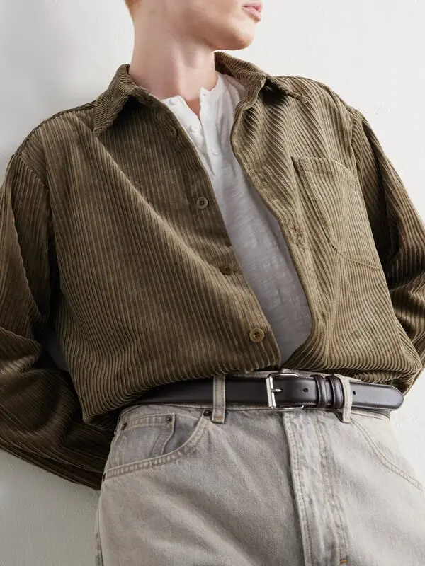 A.p.c. Mateo Logo-embroidered Cotton-corduroy Shirt - Brown