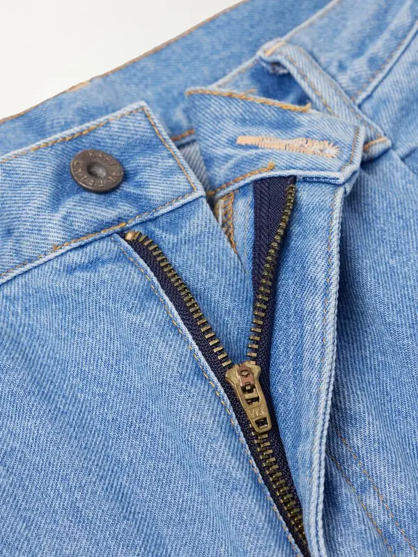 Kapital Wide-leg Pleated Denim Shorts