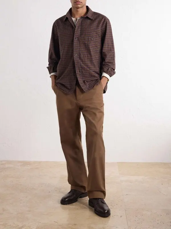 MARGARET HOWELL Mhl. Overall Checked Cotton And Linen-blend Shirt