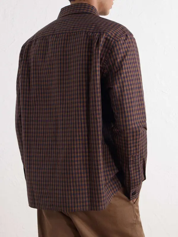 MARGARET HOWELL Mhl. Overall Checked Cotton And Linen-blend Shirt
