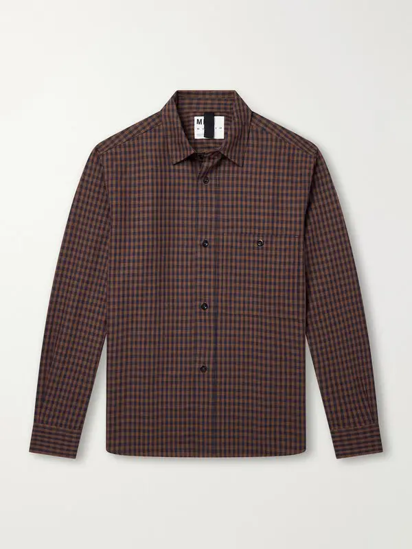 MARGARET HOWELL Mhl. Overall Checked Cotton And Linen-blend Shirt