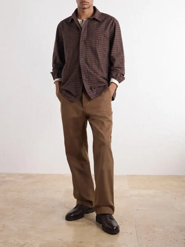 MARGARET HOWELL Mhl. Overall Checked Cotton And Linen-blend Shirt