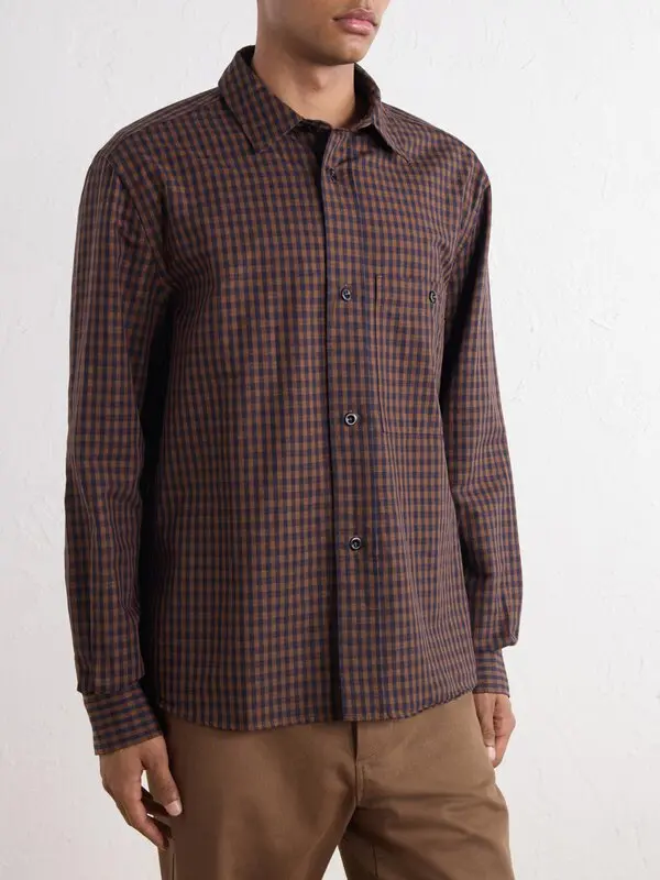 MARGARET HOWELL Mhl. Overall Checked Cotton And Linen-blend Shirt