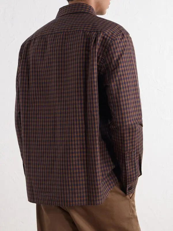 MARGARET HOWELL Mhl. Overall Checked Cotton And Linen-blend Shirt