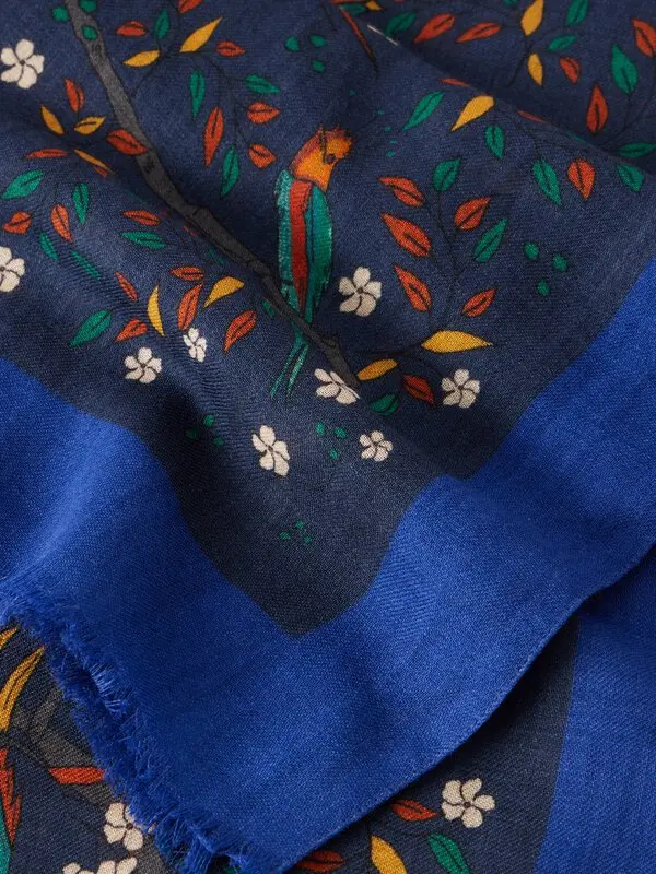DRAKE'S Printed Wool Gauze Scarf