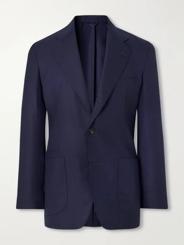 DRAKE'S Virgin Wool Canvas Blazer - Blue