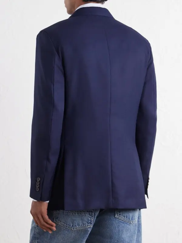 DRAKE'S Virgin Wool Canvas Blazer - Blue