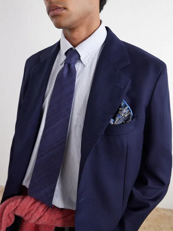DRAKE'S Virgin Wool Canvas Blazer - Blue