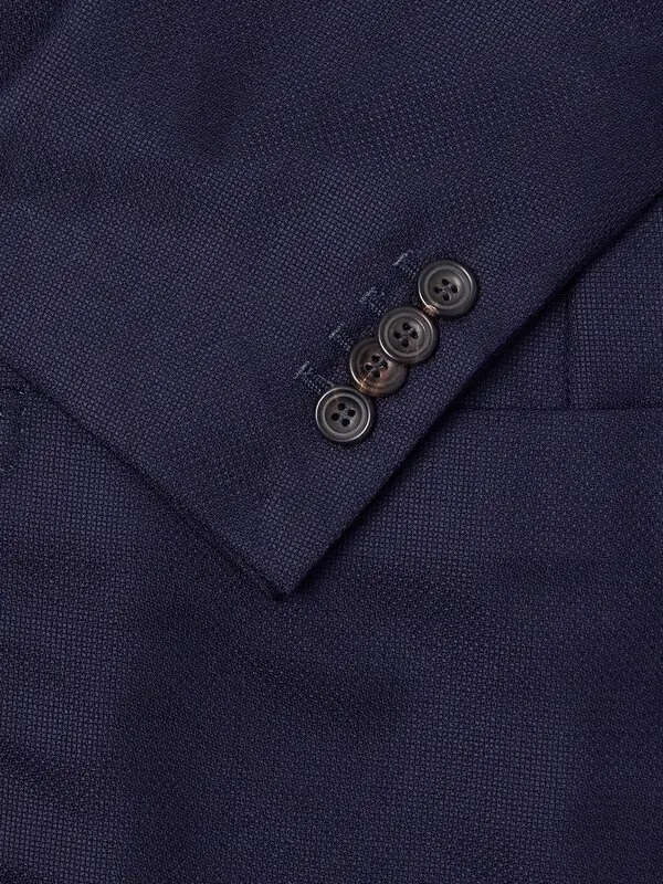 DRAKE'S Virgin Wool Canvas Blazer - Blue