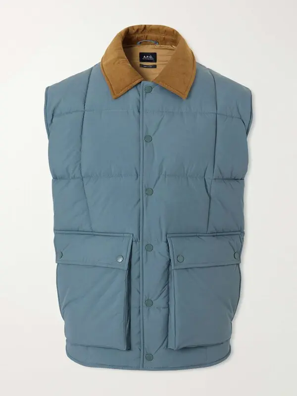 A.p.c. Jimmy Corduroy-trimmed Quilted Shell Vest