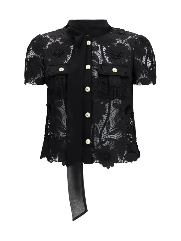 SELF-PORTRAIT Tie-neck Top