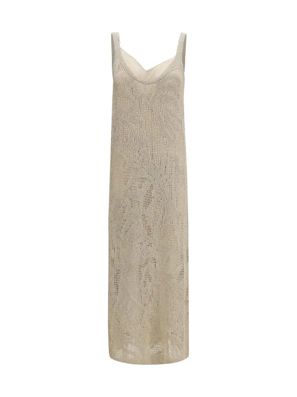 Brunello Cucinelli Dazzling Water Lillies Dress - Cream