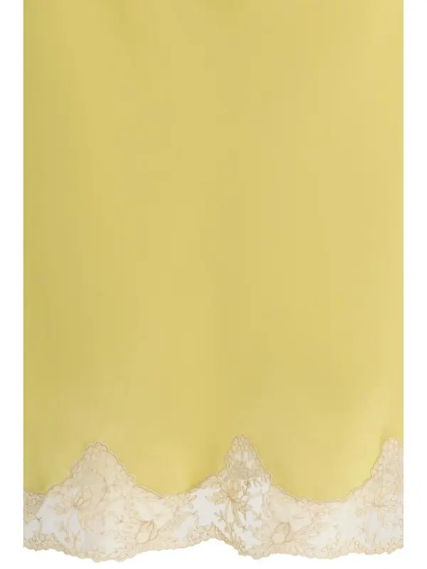 Saint Laurent Satin Midi Skirt With Lace Inserts - Yellow