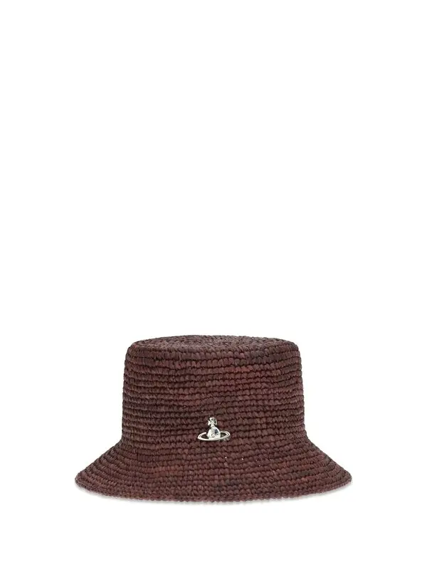 VIVIENNE WESTWOOD Orb Raffia Bucket Hat - Brown