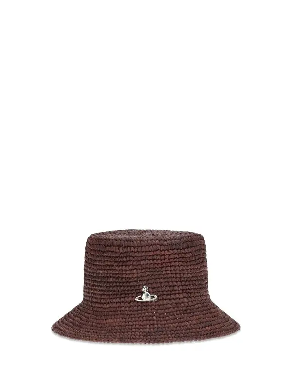 VIVIENNE WESTWOOD Orb Raffia Bucket Hat - Brown